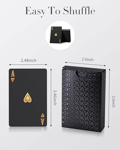 BIERDORF Diamond Waterproof Black Playing Cards, Poker Cards, HD, Deck of Cards (Black)