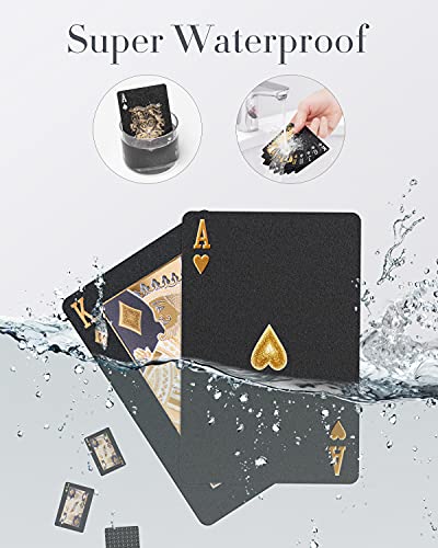 BIERDORF Diamond Waterproof Black Playing Cards, Poker Cards, HD, Deck of Cards (Black)