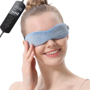 aroma season heated eye mask for dry eyes, warm eye compress with flaxseed grapahene fir for mgd, dry eye syndrome, chalazion blepharitis stye eye treatment, steam moist to unclog glands (blue)