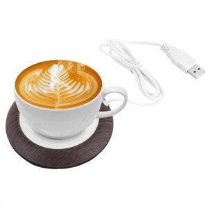 gototop coffee mug warmer heated coaster usb cup warmer heat beverage mug mat office tea coffee heater pad dark wood grain 5w 5v (dark wooden grain)