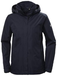 helly-hansen women's aden waterproof windproof breathable packable hood rain coat jacket, 597 navy, x-small