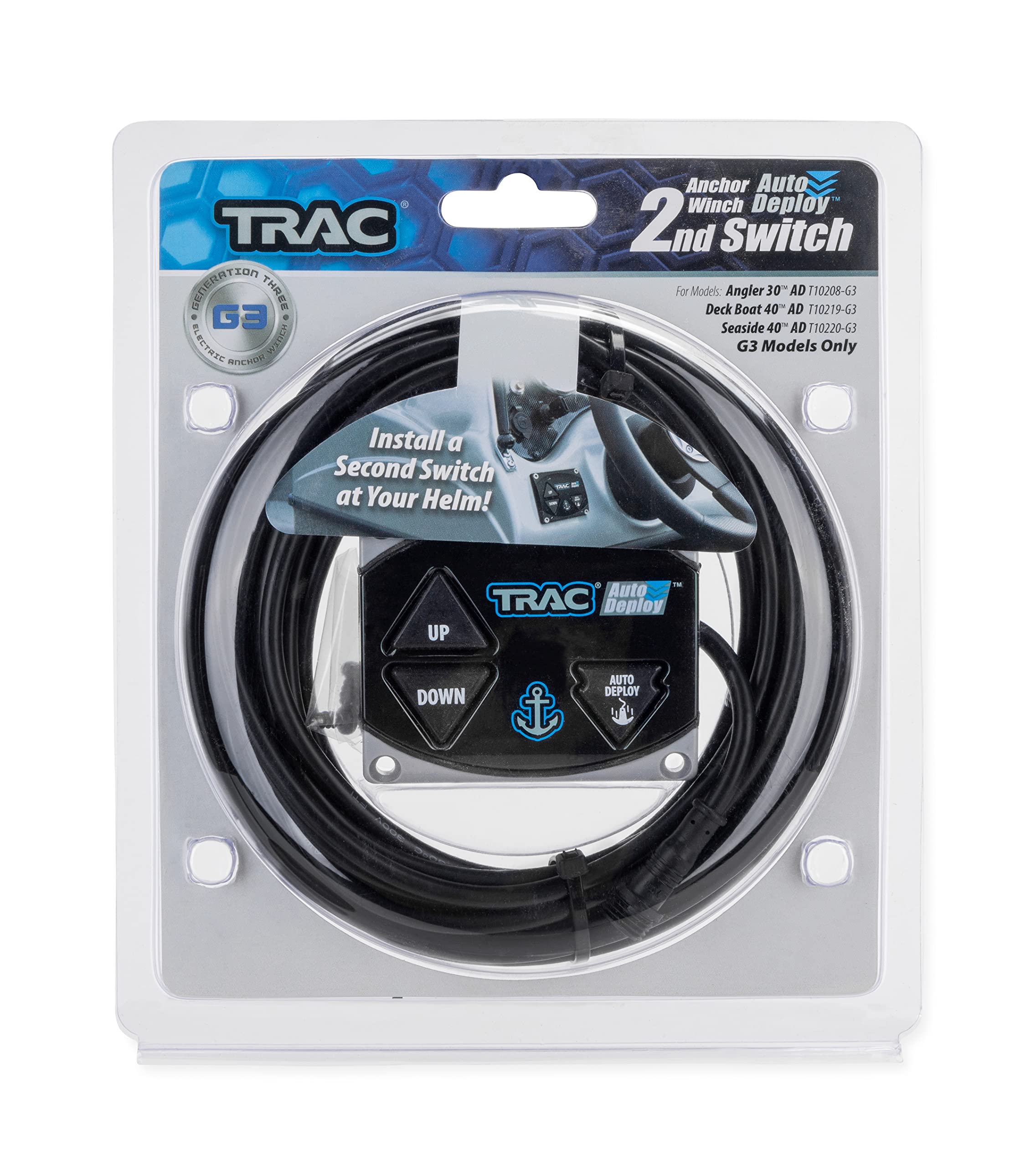 Camco Trac Outdoors Anchor Winch G3 AutoDeploy Second Switch | Features Up/Down/Auto Operation | For Use with TRAC AutoDeploy Electric Anchor Winches | G3 Angler & Deckboat Models (69045)