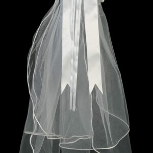 SWEA Pea & Lilli Girls First Communion Veil - White Holy 1st Communion Headpiece with Comb and Flowers