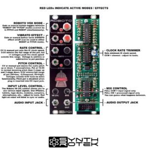 Roboto PCBs, Panel, ICs and Vactrol - Robot Voice Changing Eurorack Module PCB Set