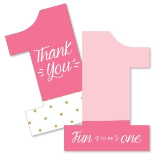 big dot of happiness 1st birthday girl - fun to be one - shaped thank you note cards with envelopes - first birthday party - set of 12