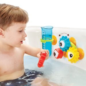 Yookidoo Baby Bath Toy - Spin 'N' Sort Water Gear - Childrens Sensory Water Wheel Set That Attaches to Any Size Tub - Includes Suction Cups, 3 Googly Eye Gears, and Pourers