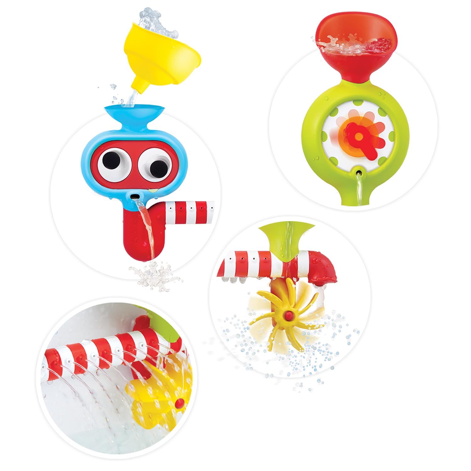 Yookidoo Baby Toddler Bath Wall Toy (Ages 1-3) Waterfall Spinning Gears & Rotating Googly Eyes - Mold Free - Attach to Any Tub or Shower - Spin N Sprinkle Water Lab - Great for Boys, Girls,& Kids