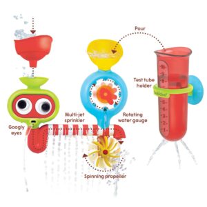 Yookidoo Baby Toddler Bath Wall Toy (Ages 1-3) Waterfall Spinning Gears & Rotating Googly Eyes - Mold Free - Attach to Any Tub or Shower - Spin N Sprinkle Water Lab - Great for Boys, Girls,& Kids