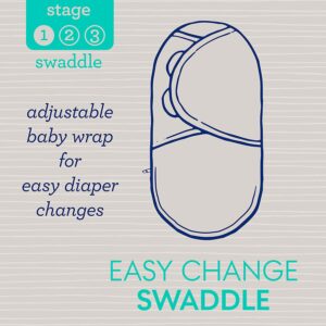 SwaddleMe Luxe Easy Change Swaddle, Ellie Elephant/Triangle Grey, Small/Medium (0-3 Months)