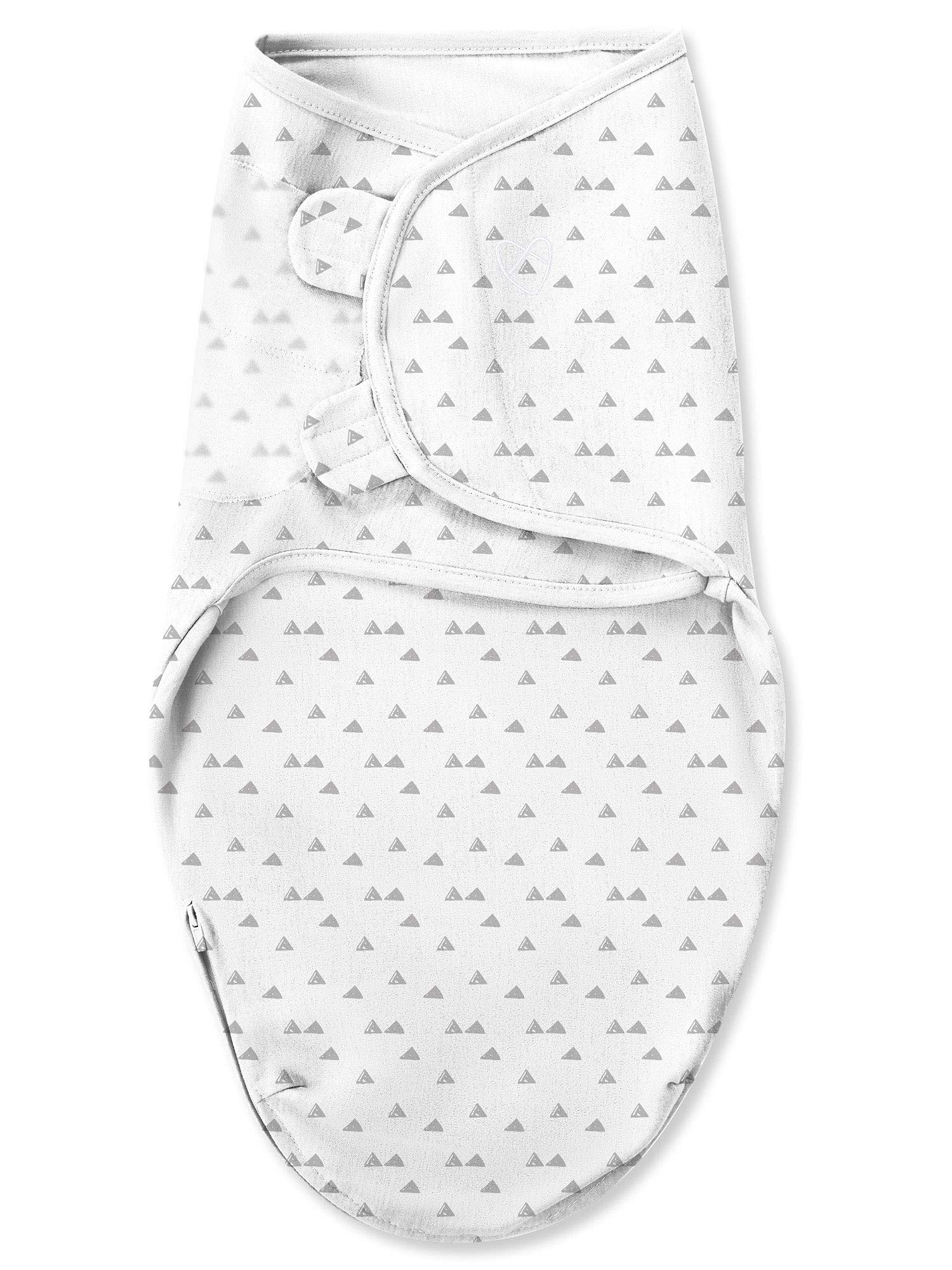 SwaddleMe Luxe Easy Change Swaddle, Ellie Elephant/Triangle Grey, Small/Medium (0-3 Months)