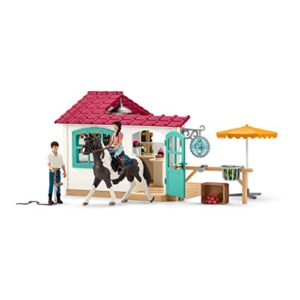 Schleich Horse Club 66-piece Horse Rider Café Playset with Horse Toy and Horse Accessories for Kids Ages 5-12