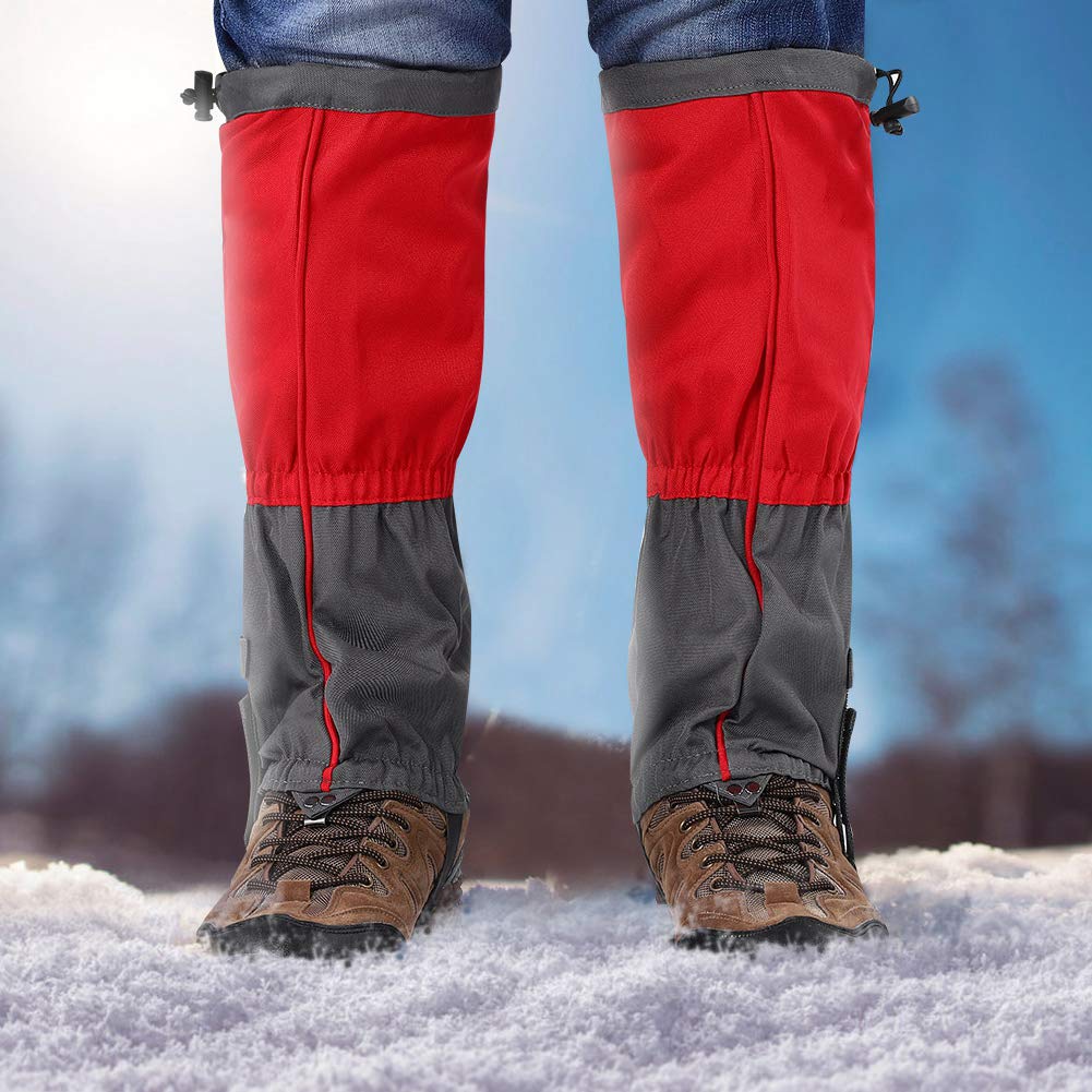 Tbest 1 Pair Unisex Snow Leg Gaiters Outdoor Waterproof Sports Boots Gaiters Hiking Walking Climbing Hunting Cycling Leggings Cover for Adult(Red) Boot gaiters for men goretex gaiters