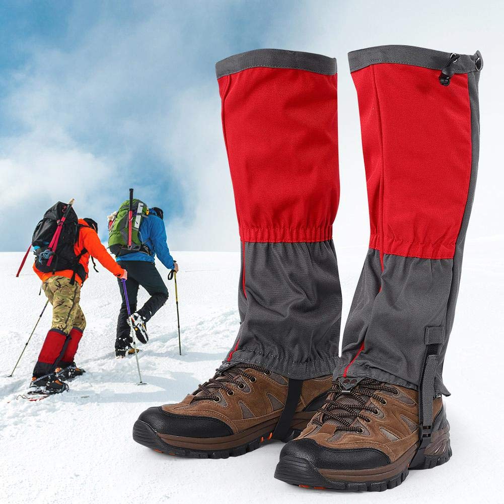 Tbest 1 Pair Unisex Snow Leg Gaiters Outdoor Waterproof Sports Boots Gaiters Hiking Walking Climbing Hunting Cycling Leggings Cover for Adult(Red) Boot gaiters for men goretex gaiters