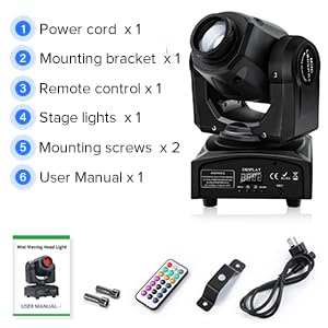 U`King 50W LED Moving Head Light with Remote 8 GOBO 8 Pattern Spotlight by DMX Controlled 11 Channel for Disco Club Party Stage Lighting Shows