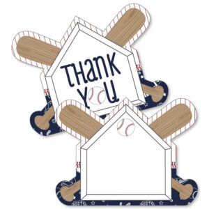 big dot of happiness batter up - baseball - shaped thank you cards - baby shower, birthday party thank you note cards with envelopes - set of 12