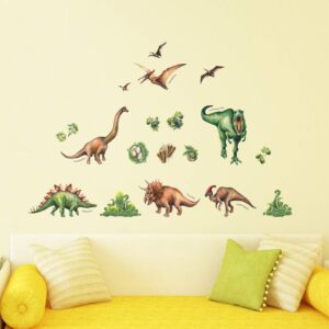 DECOWALL DS-8034 Watercolour Dinosaur Kids Wall Stickers Wall Decals Peel and Stick Removable Wall Stickers for Kids Nursery Bedroom Living Room (Small) d?cor