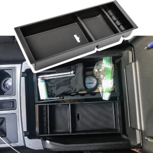 edbetos center console organizer compatible with ford f150 accessories 2015-2020 f-150/2017-2022 f250 f350 superduty armrest insert tray storage box abs -full console w/bucket seats only,black