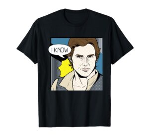 star wars valentine's day han solo i know pop art disney+ t-shirt