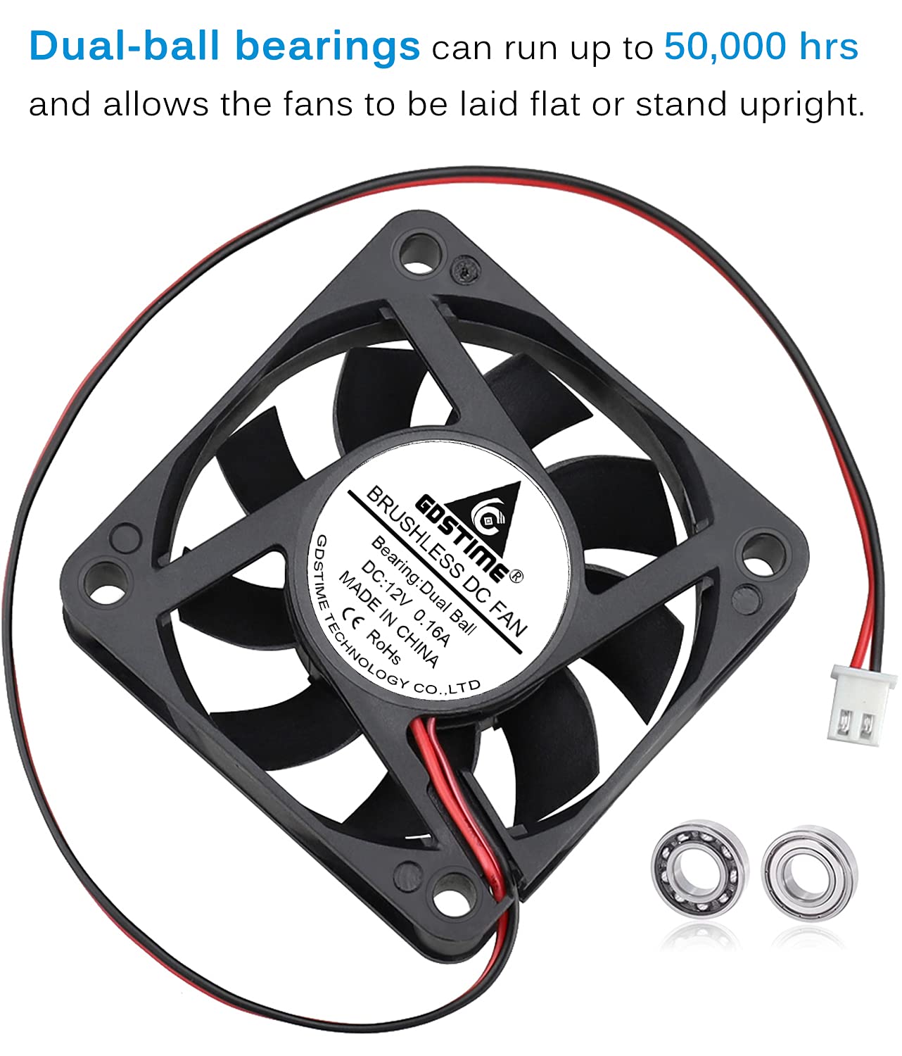 GDSTIME Dual Ball Bearing 60mm x 60mmx 15mm 12V High Speed DC Brushless Cooling Fan