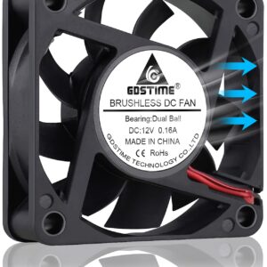 GDSTIME Dual Ball Bearing 60mm x 60mmx 15mm 12V High Speed DC Brushless Cooling Fan