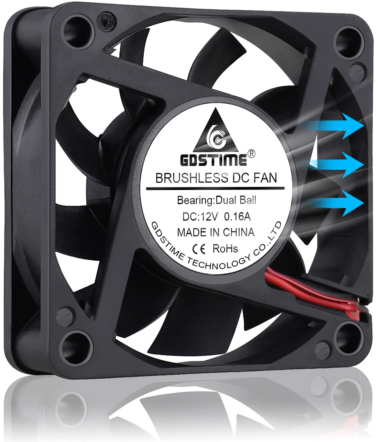 GDSTIME Dual Ball Bearing 60mm x 60mmx 15mm 12V High Speed DC Brushless Cooling Fan