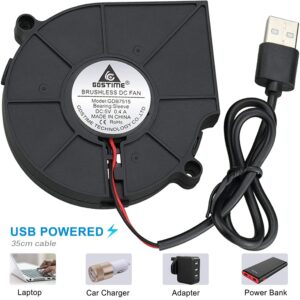 GDSTIME 75mm USB Fan, 75mm x 15mm Blower Fan, 5V DC Brushless Cooling Fan For Laptop