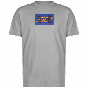 under armour sc30 overlay short-sleeve shirt tee, steel light heather (035)/royal, small