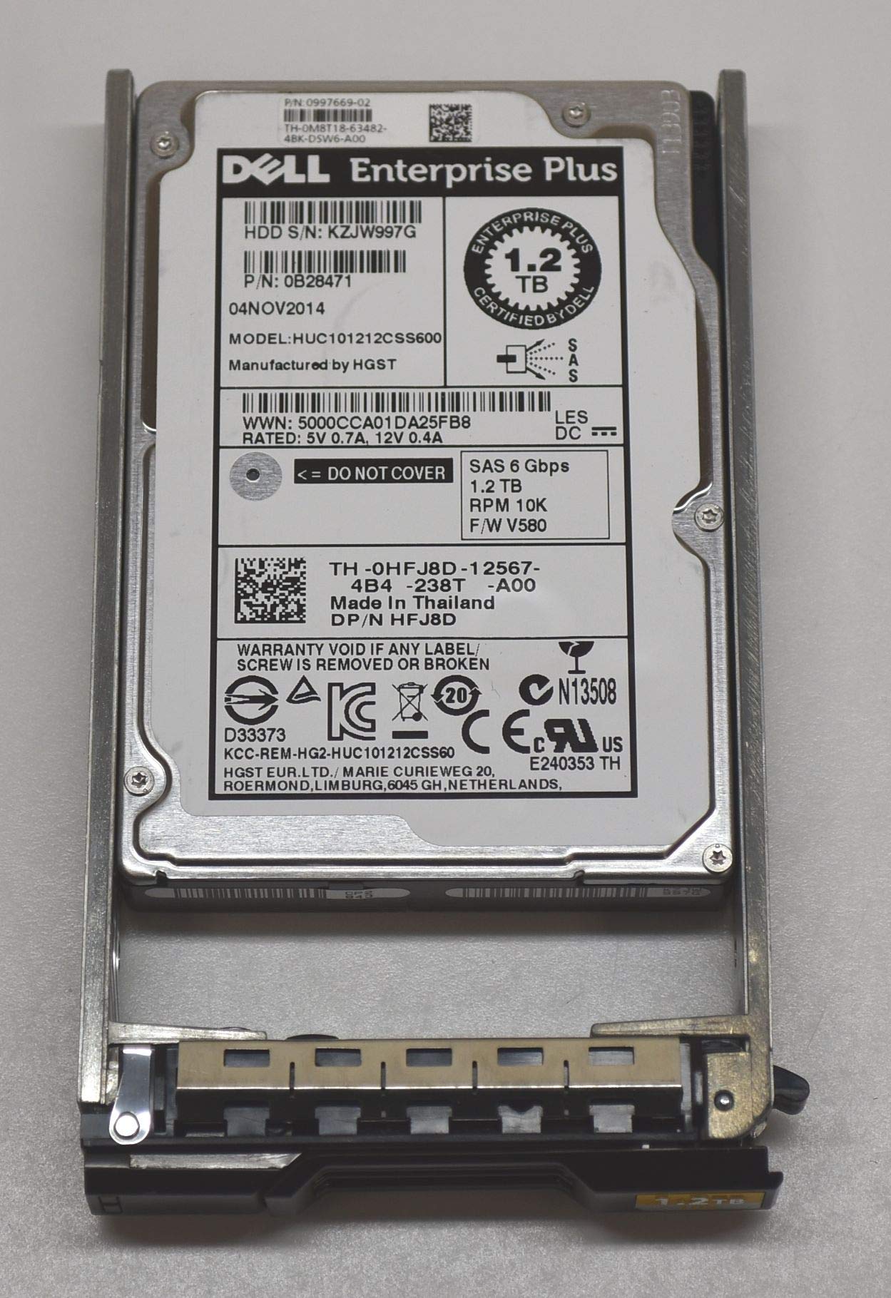 EqualLogic Dell 1.2TB 10K SAS Spare w/Tray HFJ8D 68V42 PS6100 PS6110 PS4100 PS4110 PS6210 PS4210 PS-M4110