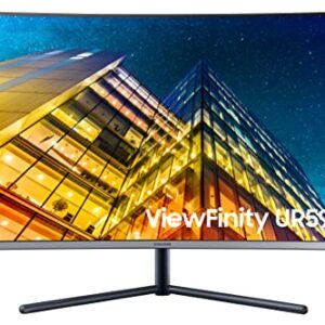 SAMSUNG 32" UR59 Series ViewFinity 4K UHD (3840x2160) Computer Monitor, Curved, HDMI, Display Port, 3-sided border-less, Eye Saver Mode LU32R590CWNXZA, Black