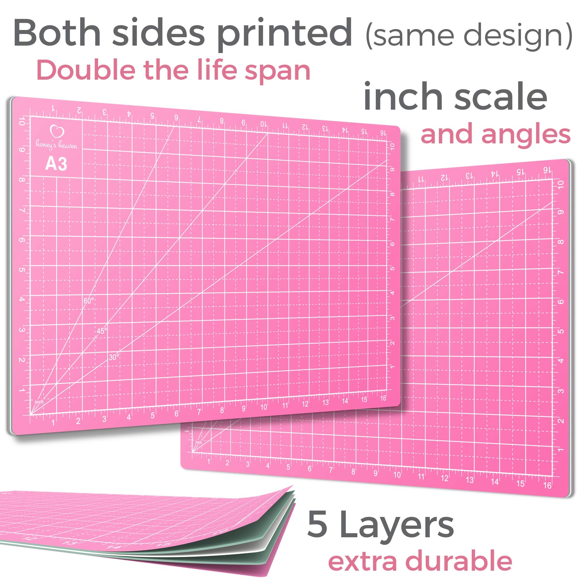 Rotary Cutter Set pink - Quilting Kit incl. 45mm Fabric Cutter, 5 Replacement Blades, A3 Cutting Mat, Acrylic Ruler and Craft Clips - Ideal for Crafting, Sewing, Patchworking, Crochet & Knitting x