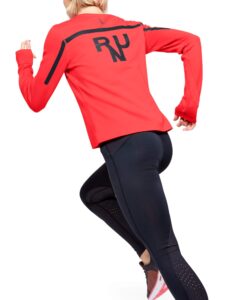 under armour qualifier coldgear long-sleeve shirt, beta red (632)/reflective, medium