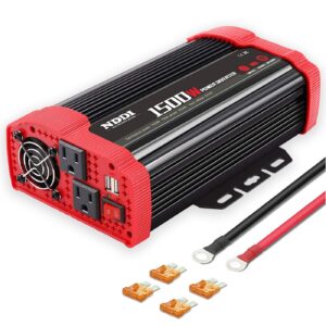 nddi 1500w car power inverter 12v dc to 110v ac car converter charger adapter with dual 3.1a usb port and ac outlets quick charging