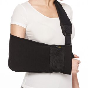 braceup arm sling for shoulder injury for women and men - rotator cuff torn, wrist and elbow surgery with adjustable padded arm support strap