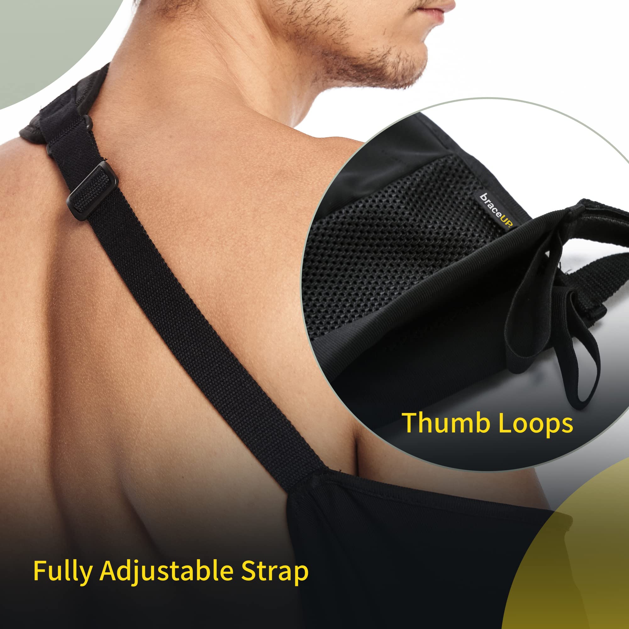 BraceUP Arm Sling for Shoulder Injury for Women and Men - Rotator Cuff Torn, Wrist and Elbow Surgery with Adjustable Padded Arm Support Strap