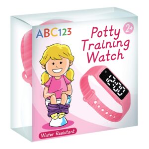 abc123 potty training watch - baby reminder water resistant timer for toilet training kids & toddler (pink)