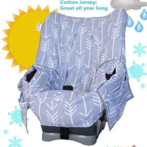 Niko Easy-Wash Children's Car Seat Cover & Liner - Cotton Jersey Gray & White Arrow Pattern - Universal FIT - Crash Tested - Waterproof SEAT Bottom - Easy to Clean - Machine Washable