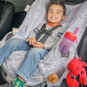 Niko Easy-Wash Children's Car Seat Cover & Liner - Cotton Jersey Gray & White Arrow Pattern - Universal FIT - Crash Tested - Waterproof SEAT Bottom - Easy to Clean - Machine Washable