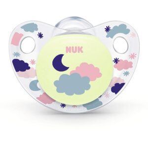 NUK Cute-as-a-Button Glow-in-The-Dark Orthodontic Pacifiers, Baby Girls, 0-6 Months, 2-Pack, 0.09 Pounds