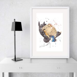 My Neighbor Cat, Mei, and sister Sleeping Prints, Anime Watercolor, Nursery Wall Poster, Holiday Gift, Kids and Children Artworks, Digital Illustration Art