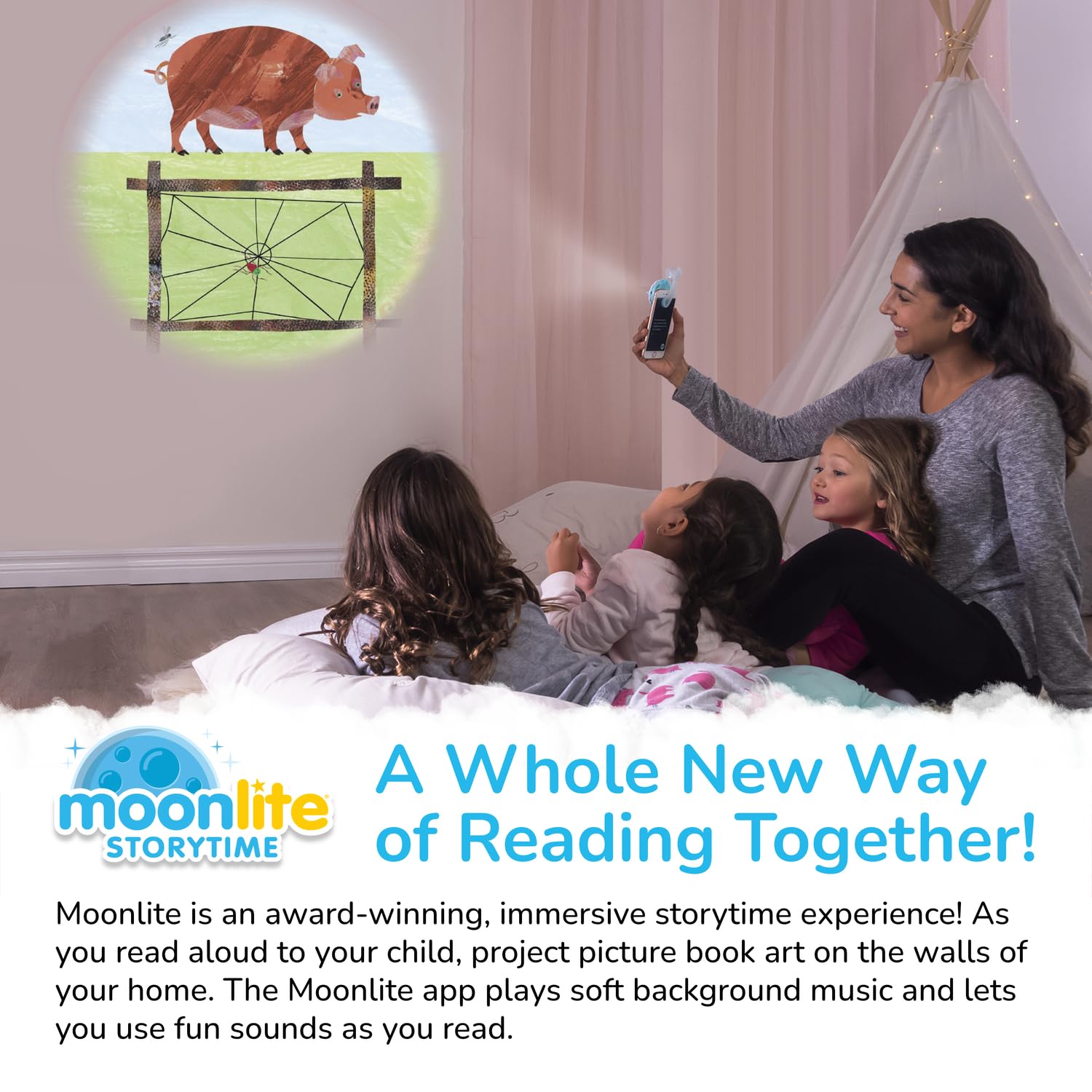 Moonlite Mini Projector With 4 Classic Eric Carle Stories, A New Way To Read Stories Together, 4 Eric Carle Digital Stories With Light Projector