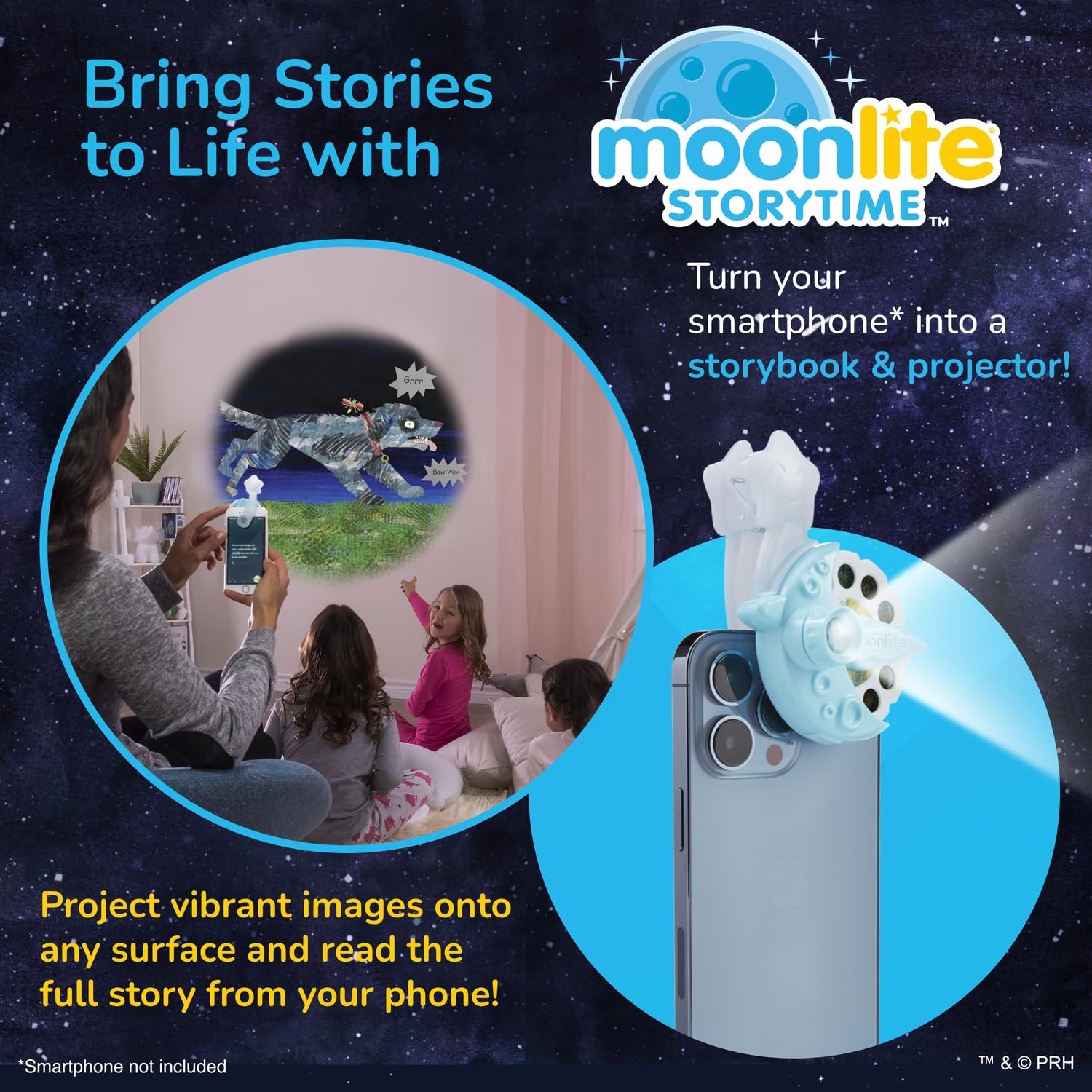 Moonlite Mini Projector With 4 Classic Eric Carle Stories, A New Way To Read Stories Together, 4 Eric Carle Digital Stories With Light Projector