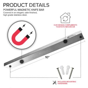 Modern Innovations 10 Inch Stainless Steel Magnetic Knife Bar with Multipurpose Use as Knife Holder, Knife Rack, Knife Strip, Kitchen Utensil Holder, Tool Holder, Art Supply Organizer, Home Organizer