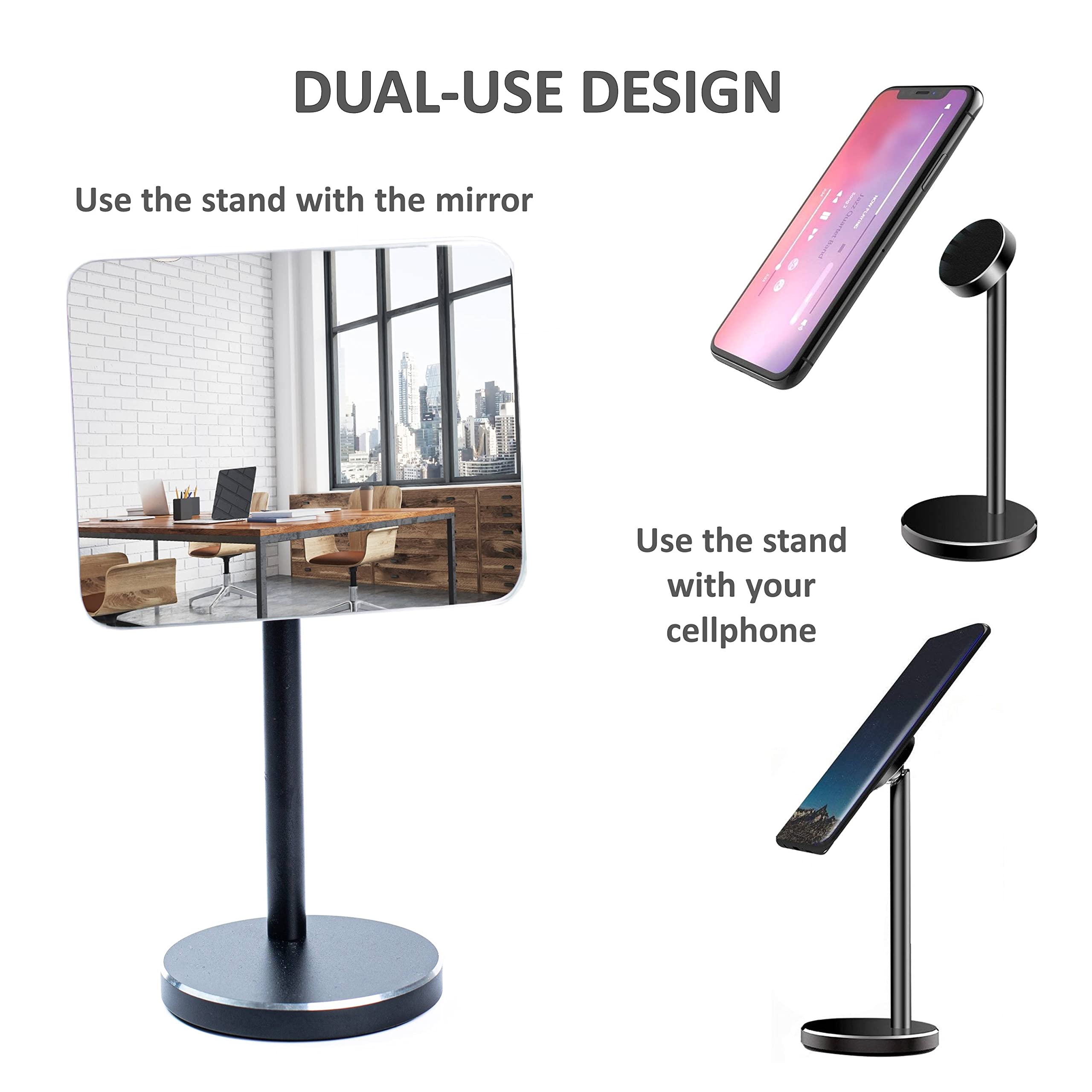 WatchYrBack Desk and Cubicle Mirror to See Behind You, Black Stand with Detachable Wide Angle Real Glass Mirror, Small & Discrete, Beautiful Design, Perfect Curvature for an exceptionally Clear View