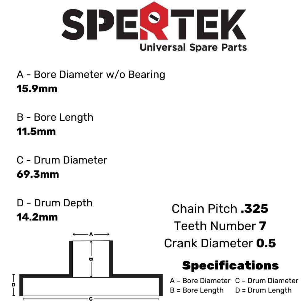 SPERTEK Clutch + Sprocket Drum .325" 7T + Removal Tool for Husqvarna 455, 460, 461 Rep 537 29 17-02