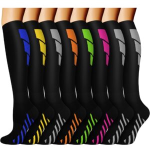 actinput compression socks (8 pairs) for women & men - best medical,running,hiking,recovery & flight socks large/x-large