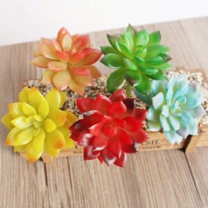 FABSELLER 12pcs Artificial Succulent Plants Mixed Fake Unpotted Succulents Faux Flowers for DIY Wall Home Indoor Garden Decoration (Red/Purple, Random Send)