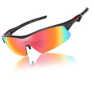 duco polarized sports cycling sunglasses for men with 5 interchangeable lenses for running golf fishing hiking baseball