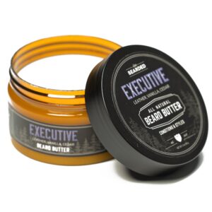 live bearded: beard butter, made in usa - executive, 3oz - beard leave in conditioner beard care, all-natural beard softener with shea butter