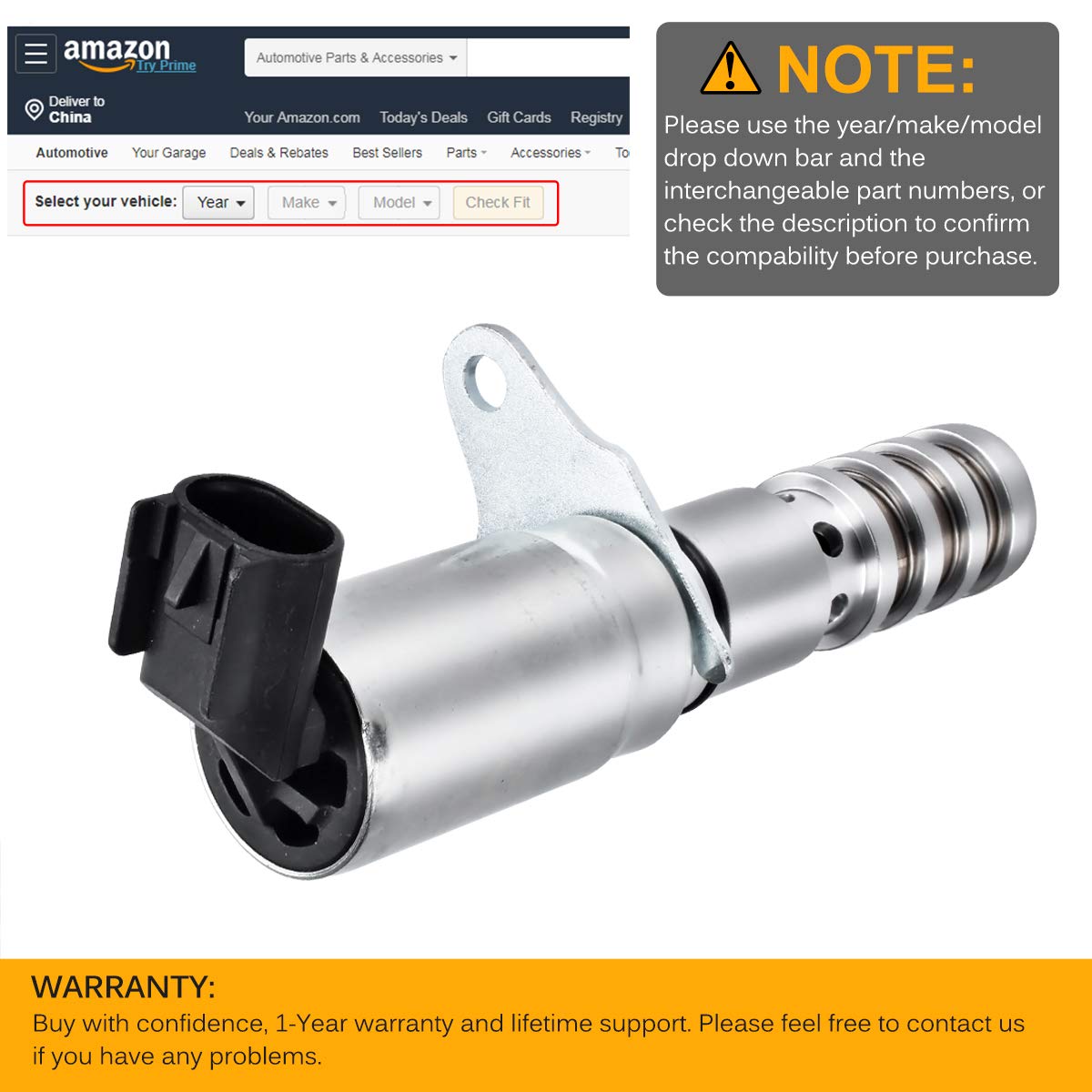 Exhaust Camshaft Position Actuator Solenoid Engine Variable Valve Timing OE#12615873 12602516 Compatible with Chevrolet Trailblazer| Colorado| GMC Envoy| Canyon| Buick| Hummer| Oldsmobile| Isuzu|Saab