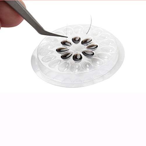 100 PCS Disposable Plastic Glue Pad for Eyelash Extensions Transparent Flower Shaped Lashes Gasket Adhesive Pigment Holder Base for Nail Art or Tattoo Ink